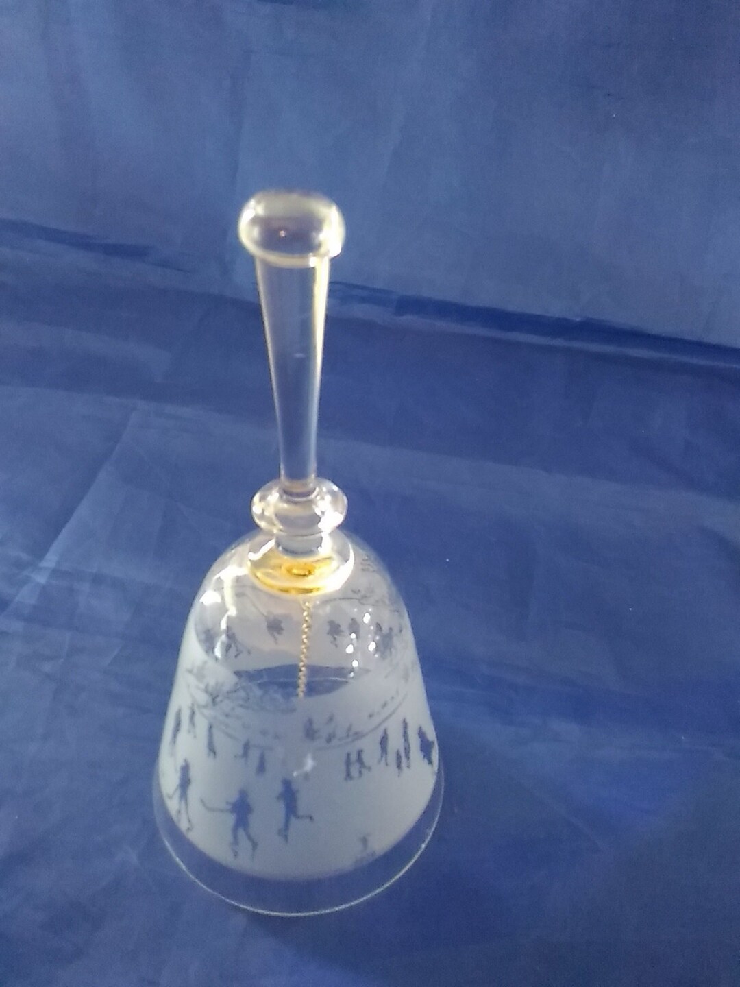 A Fostoria Glass 1978 Christmas Clear Crystal Bell With a Frosted Ice ...