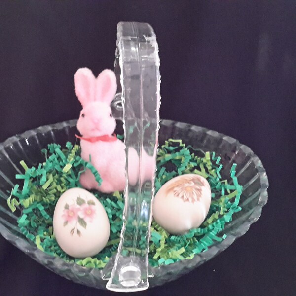 Vintage Glass Basket - Etsy
