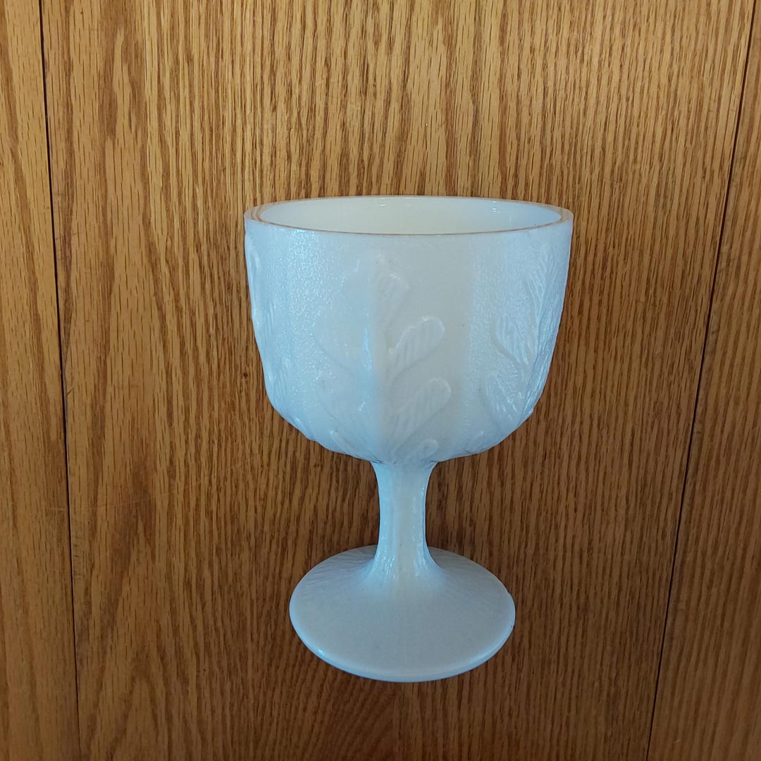 FTDA 1975 Textured Milk Glass Oak Leaf Pedestal Compote That Could Be ...