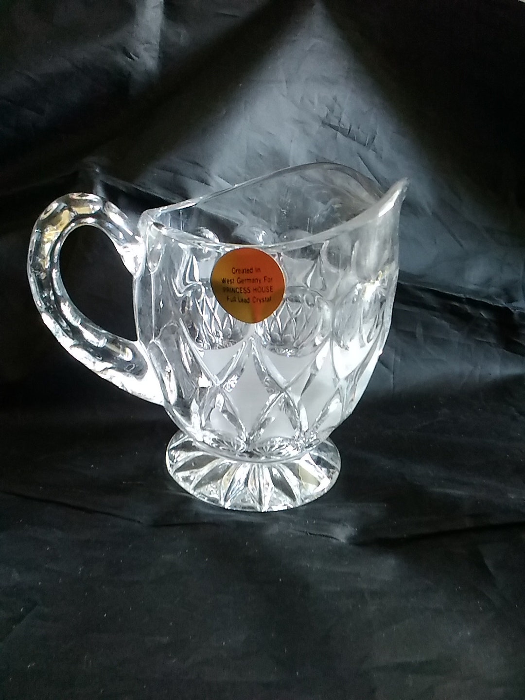 Princess House Footed Creamer in the Dot and Frosted Diamond, in Full ...