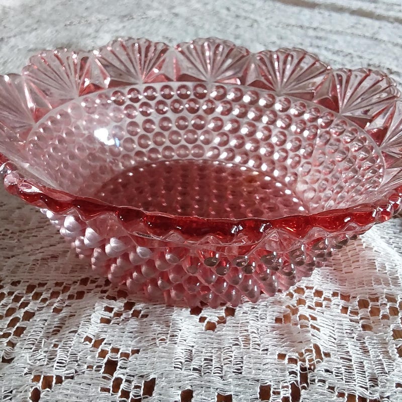Cranberry Hobnail Bowls - Etsy