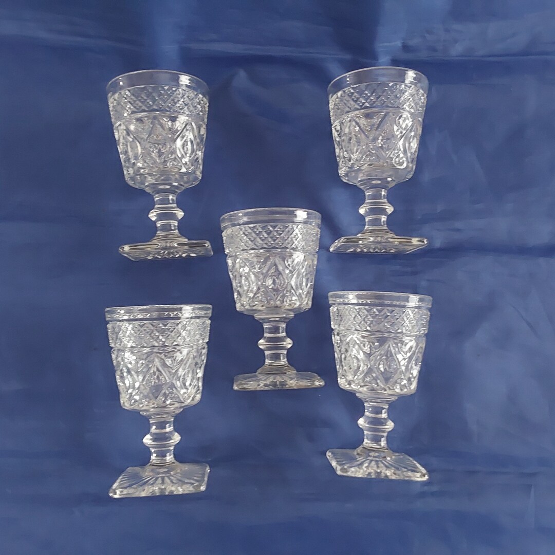 Set of 5 Matching Imperial Glass 3 Oz Square Footed, Short Stemmed ...