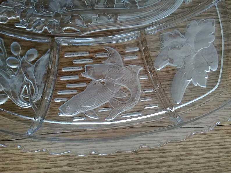A 15 Inch Rectangular Frosted and Clear Relish Tray With With a Wide ...
