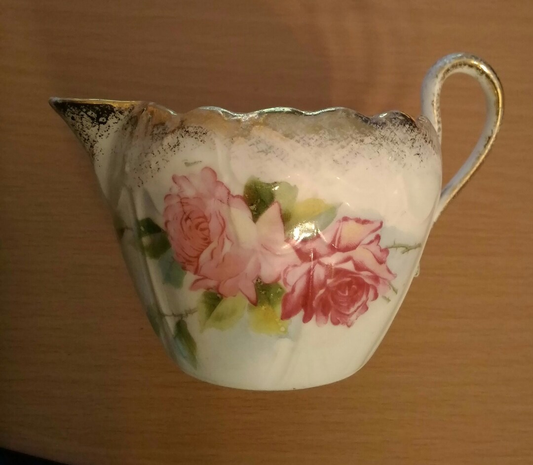 An Early 1900's Wheelock Porcelain Creamer From Germany With Pink Roses ...