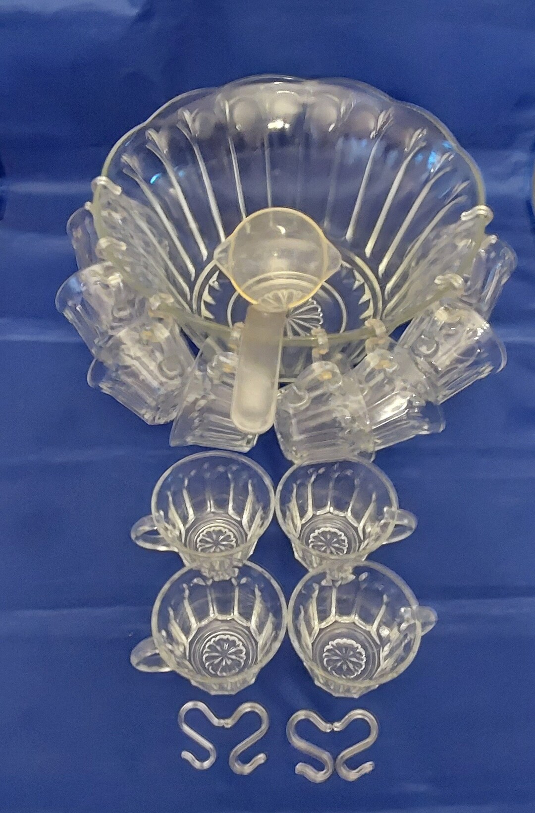 A Jeanette Glass Mayflower Flared, Paneled Designed Clear Glass Punch ...
