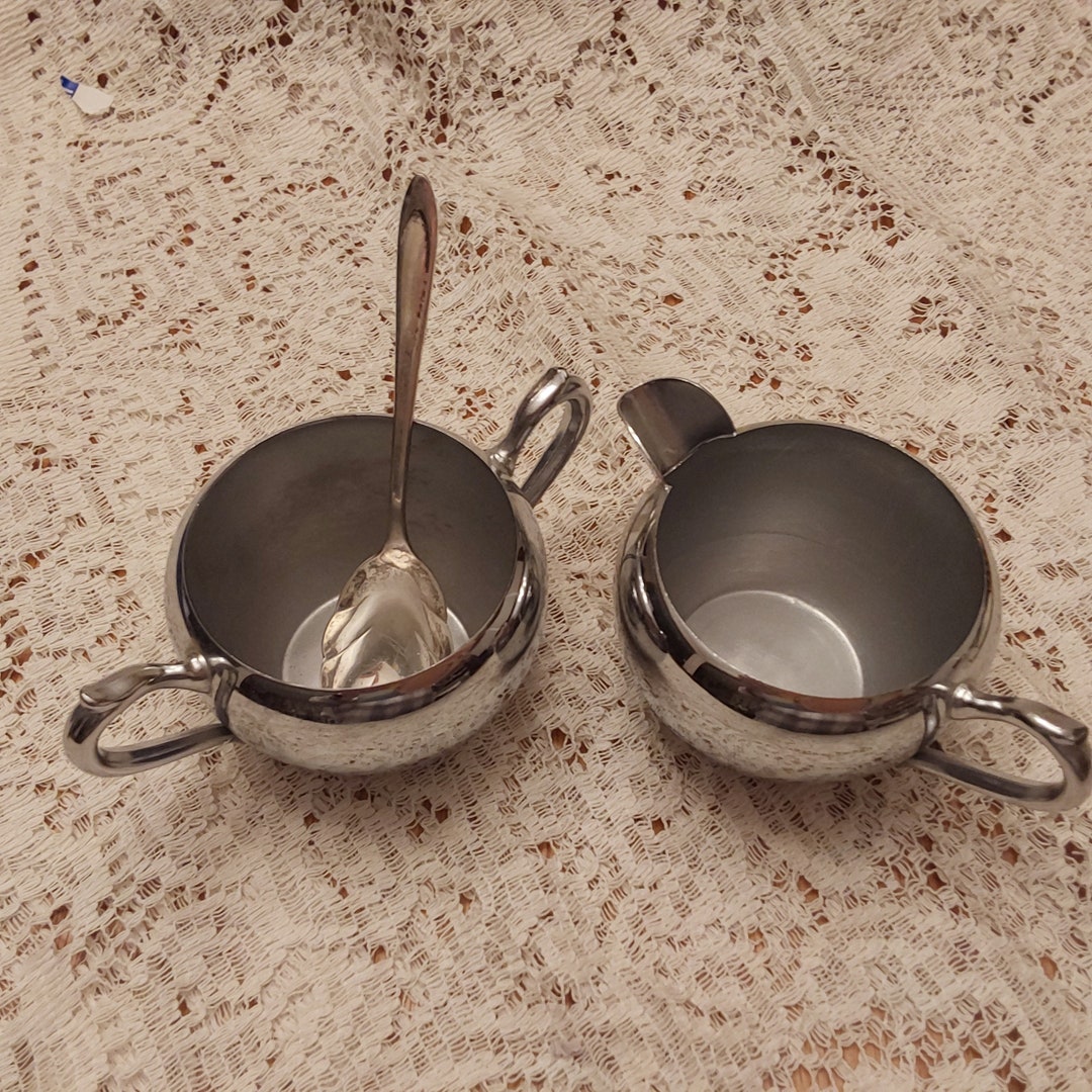 Nasco Perma Brite Chromed Plated Creamer and Open Sugar Bowl With ...