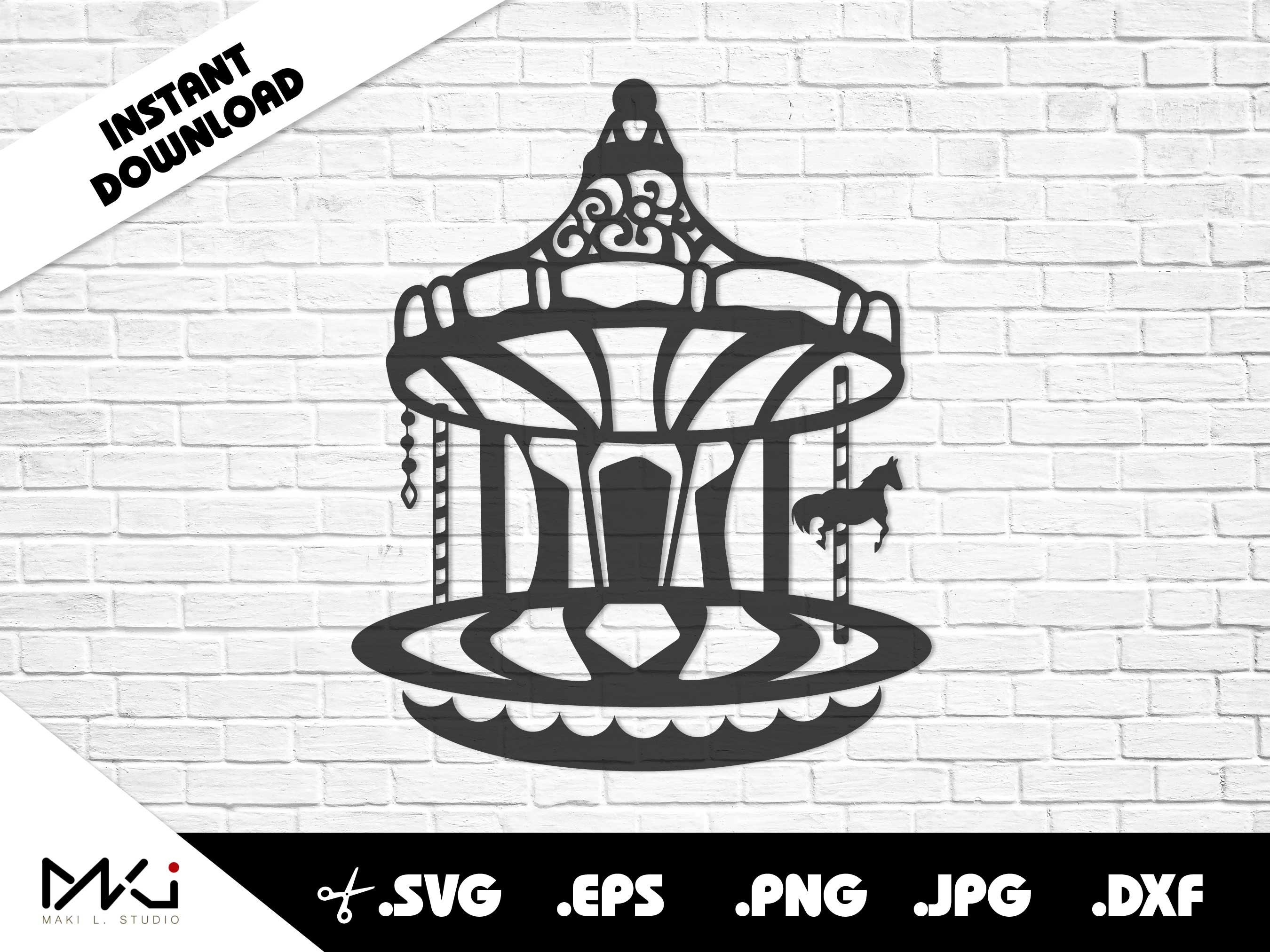 Carousel Merry Go Around SVG Decal for Cricut - Etsy