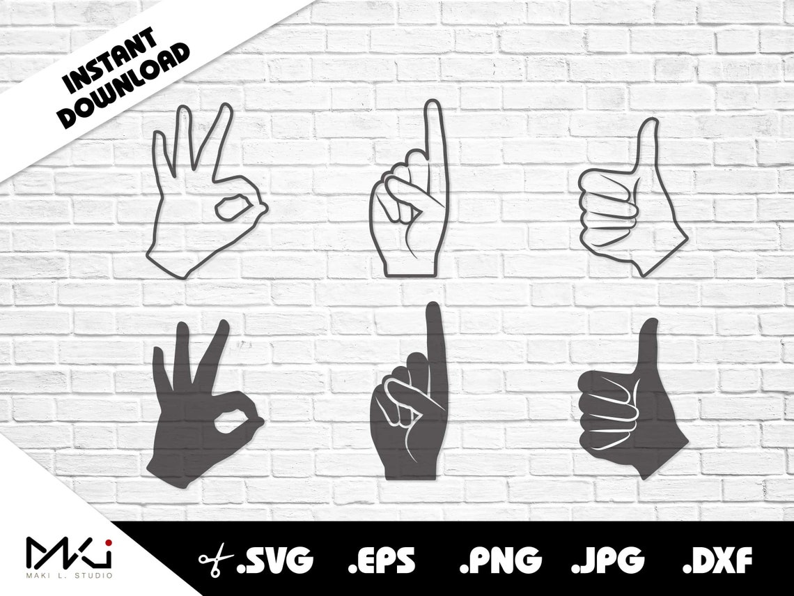 Hand Gestures SVG Bundle Digital Files for Cricut or Silhouette ...