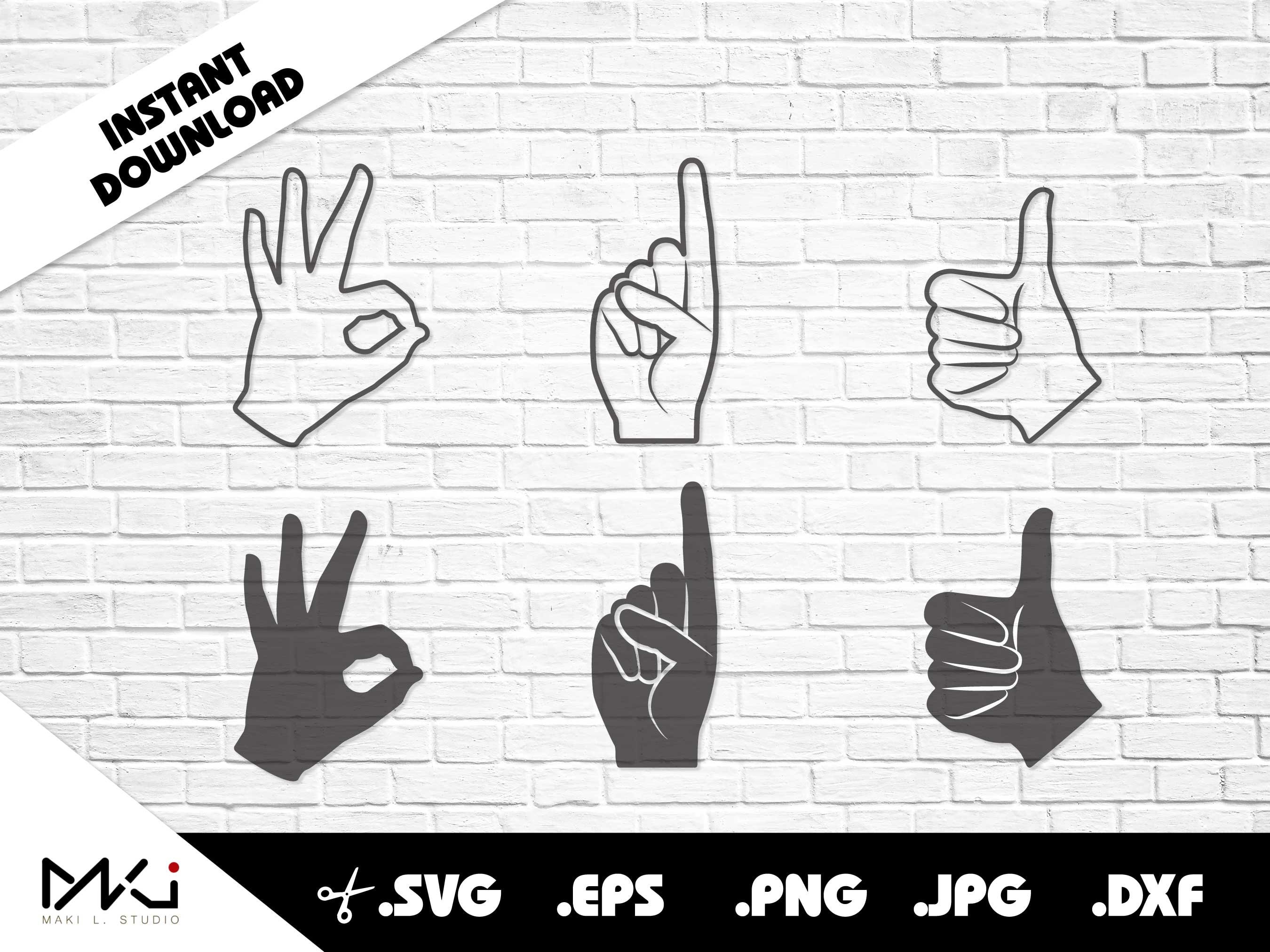 Hand Gestures SVG Bundle Digital Files for Cricut or Silhouette ...