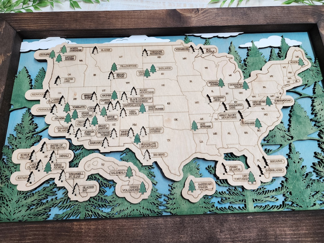 US National Park Travel Map, National Park Map, United States Park, Map ...