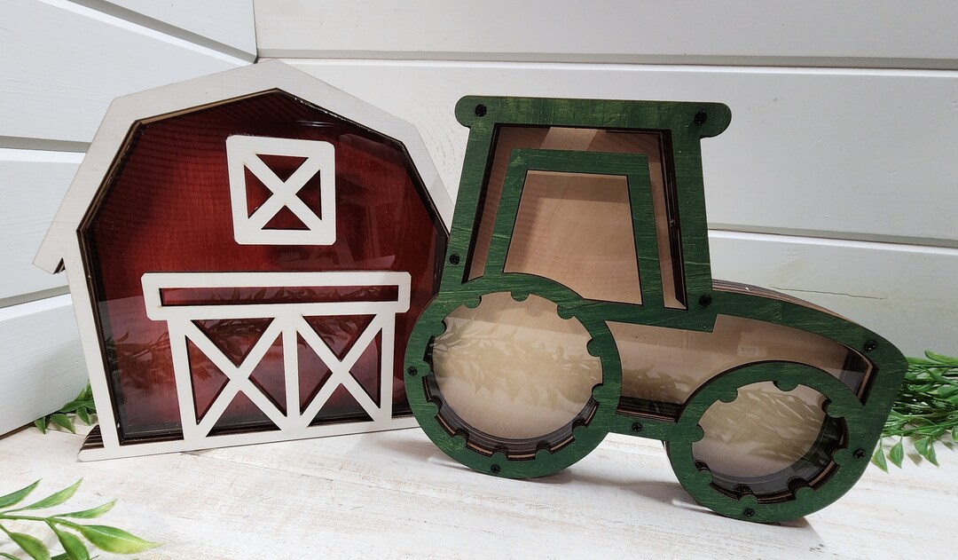 Tractor/barn Piggy Bank, Tractor Coin Bank, Piggy Bank, Money Bank ...