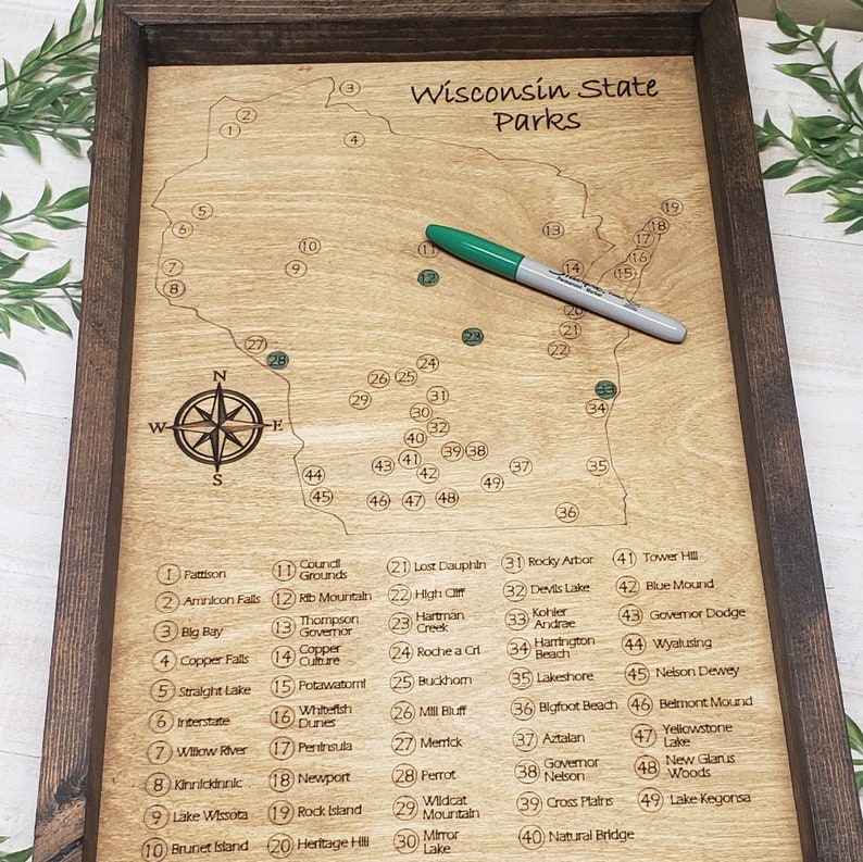 Wisconsin State Park Map Sign State Park Map State Park - Etsy