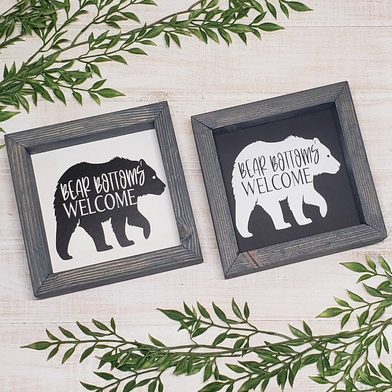 Bear Bottoms Welcome Bathroom Sign Bath Sign Shelf Sitter | Etsy