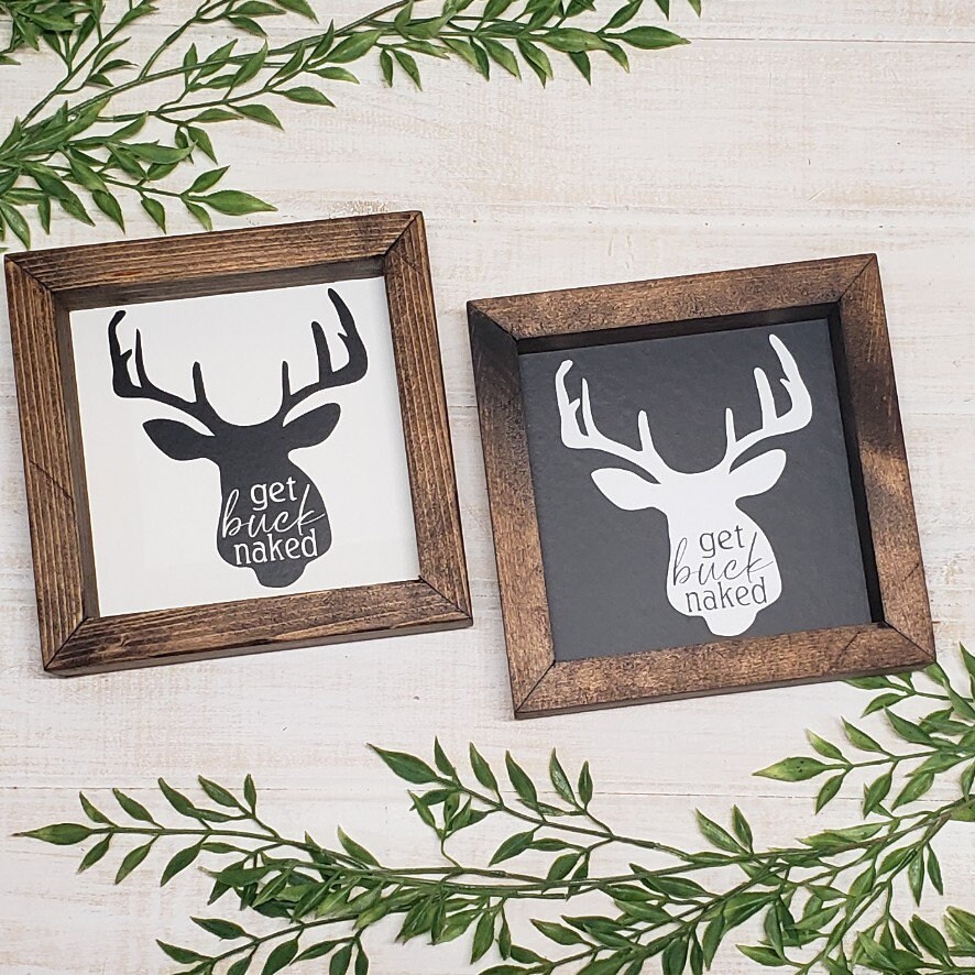 Get Buck Naked Sign Bathroom Sign Cabin Bath Sign Cottage | Etsy