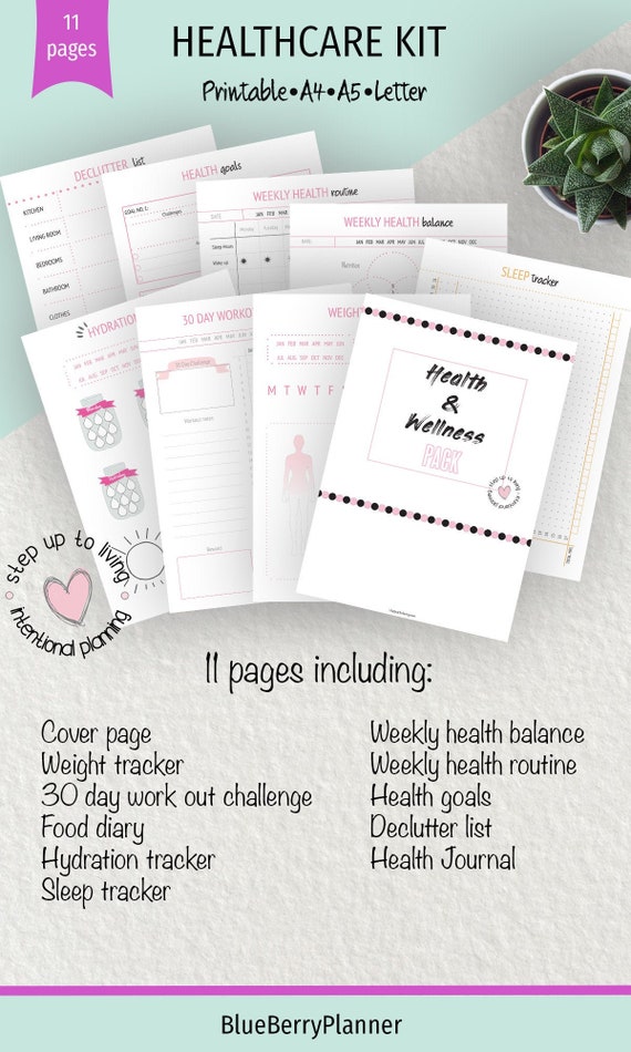 food diary journal Fitness Planner hydration tracker de-clutter workout ...