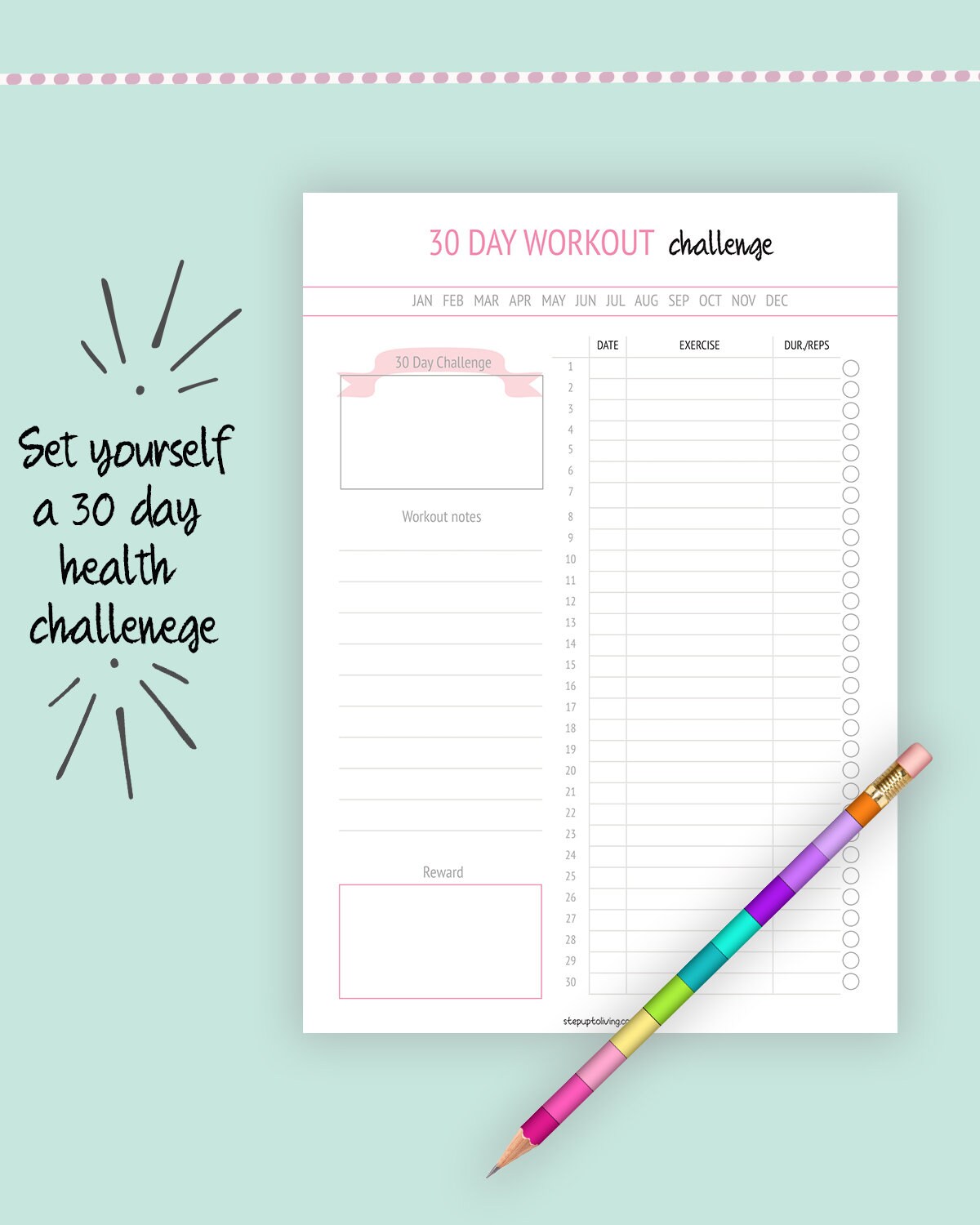 food diary journal Fitness Planner hydration tracker de-clutter workout ...