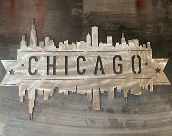 Chicago Skyline Metal Sign - Etsy