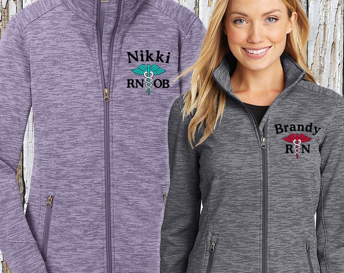 Personalized Ladies Nurse/doctor Embroidered Full Zip Jacket, LPN, CNA ...