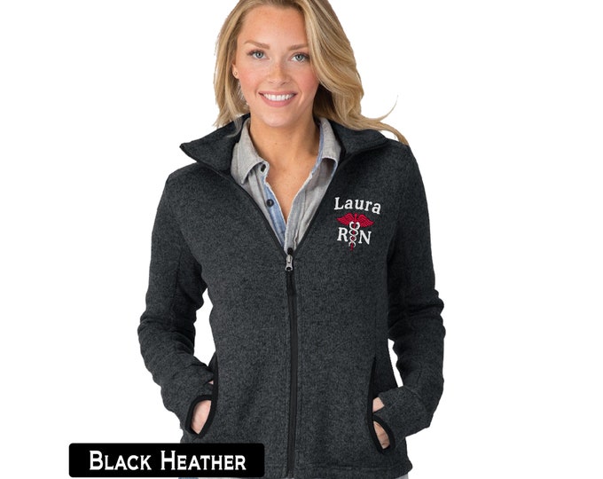 Personalized Ladies Nurse/doctor Embroidered Full Zip Jacket, LPN, CNA ...