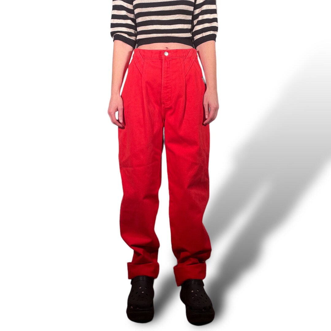 Vtg Rocky Mountain Bright Red High Rise Western Denim Jeans 32 Waist ...