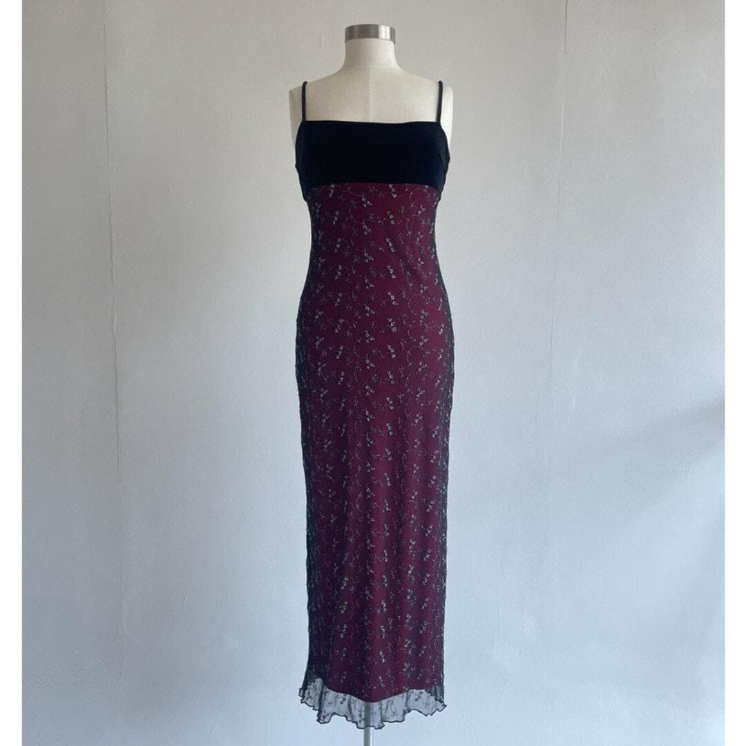 Vtg 90's Dark Gothic Sheer Overlay Goth Sleeveless Maxi Dress Sz M ...