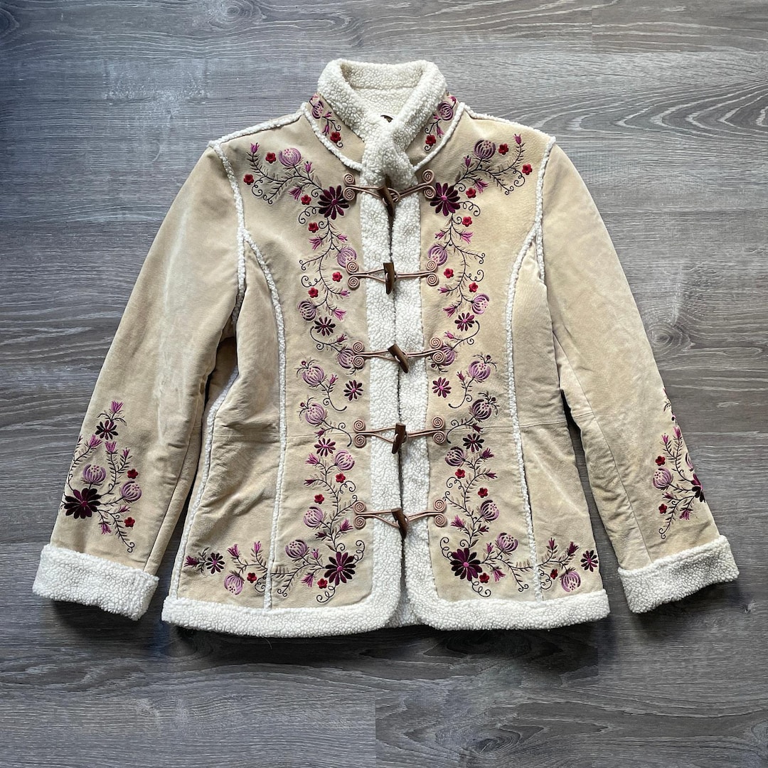 Vtg 90s St Johns Bay Suede Penny Lane Shearling Phoebe Buffay Boho ...
