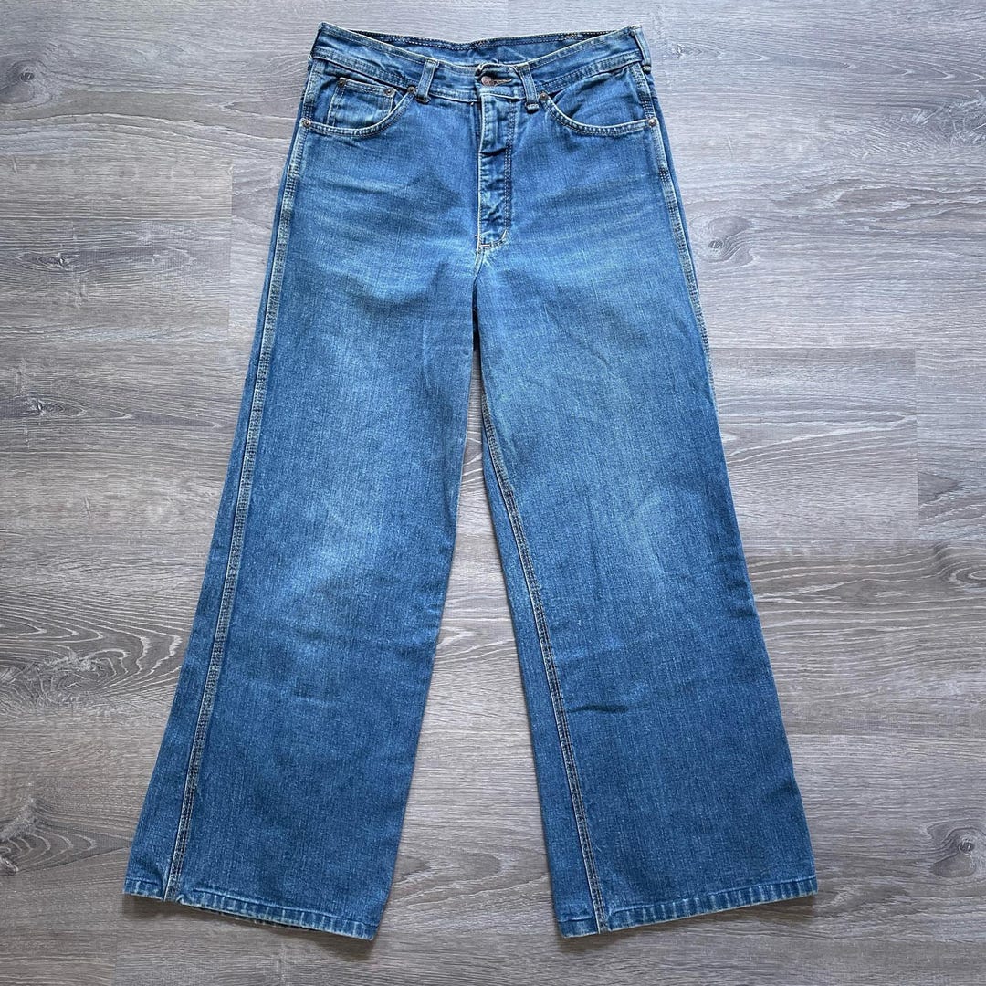 Hash Jeans Bellbottoms Vintage 70s Blue Denim Flared Star Pocket 32 W M ...
