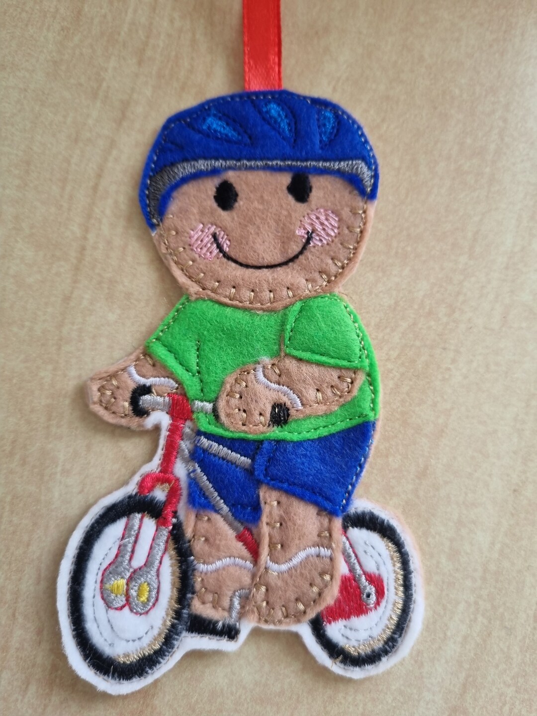 Cyclist Bike Gingerbread Man Hanger Ornament Unusual Birthday ...
