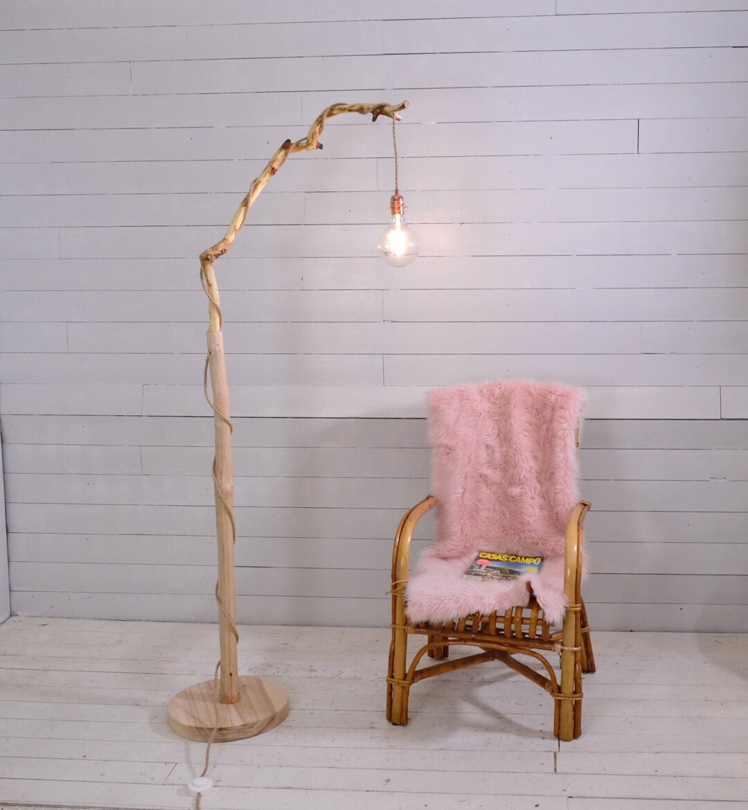 Tall Wooden Floor Lamp With a Nice Weathered Oak Branch - Etsy