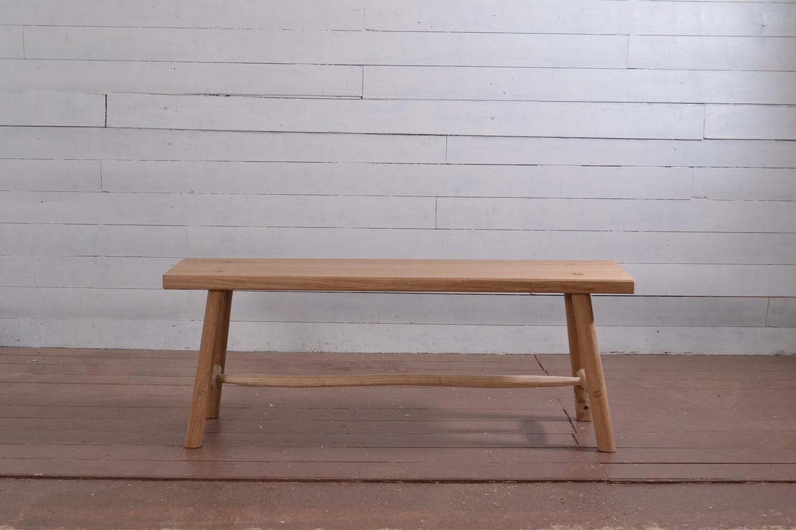 Large Handmade Solid Oak Bench With a Natural Cross Bar, Indoor Hallway ...