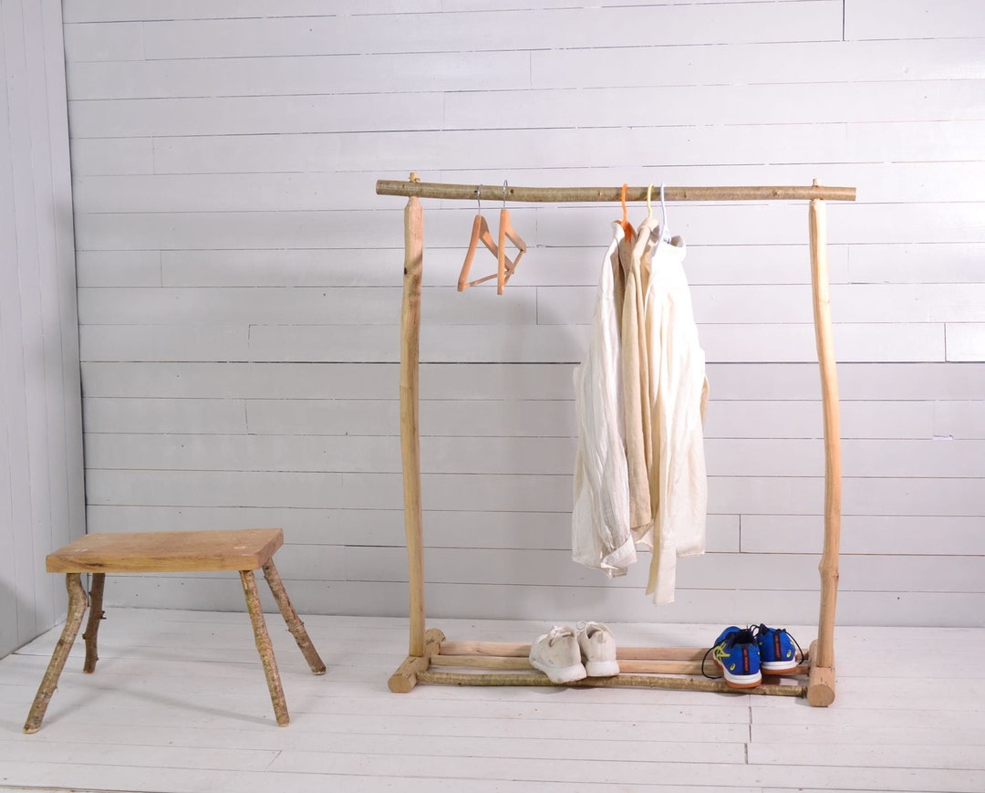 Boho Wooden Clothes Rack Clothes Hanger Handmade With Hazel - Etsy