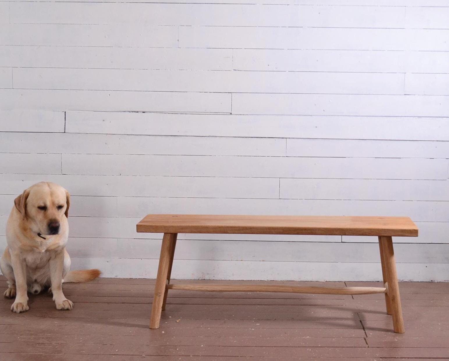 Large Handmade Solid Oak Bench With a Natural Cross Bar, Indoor Hallway ...