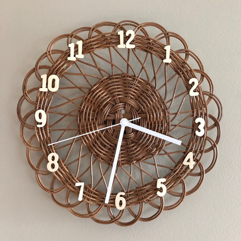 Handwoven Rattan Clock. Wicker Clock. Unique Clock. Rustic | Etsy