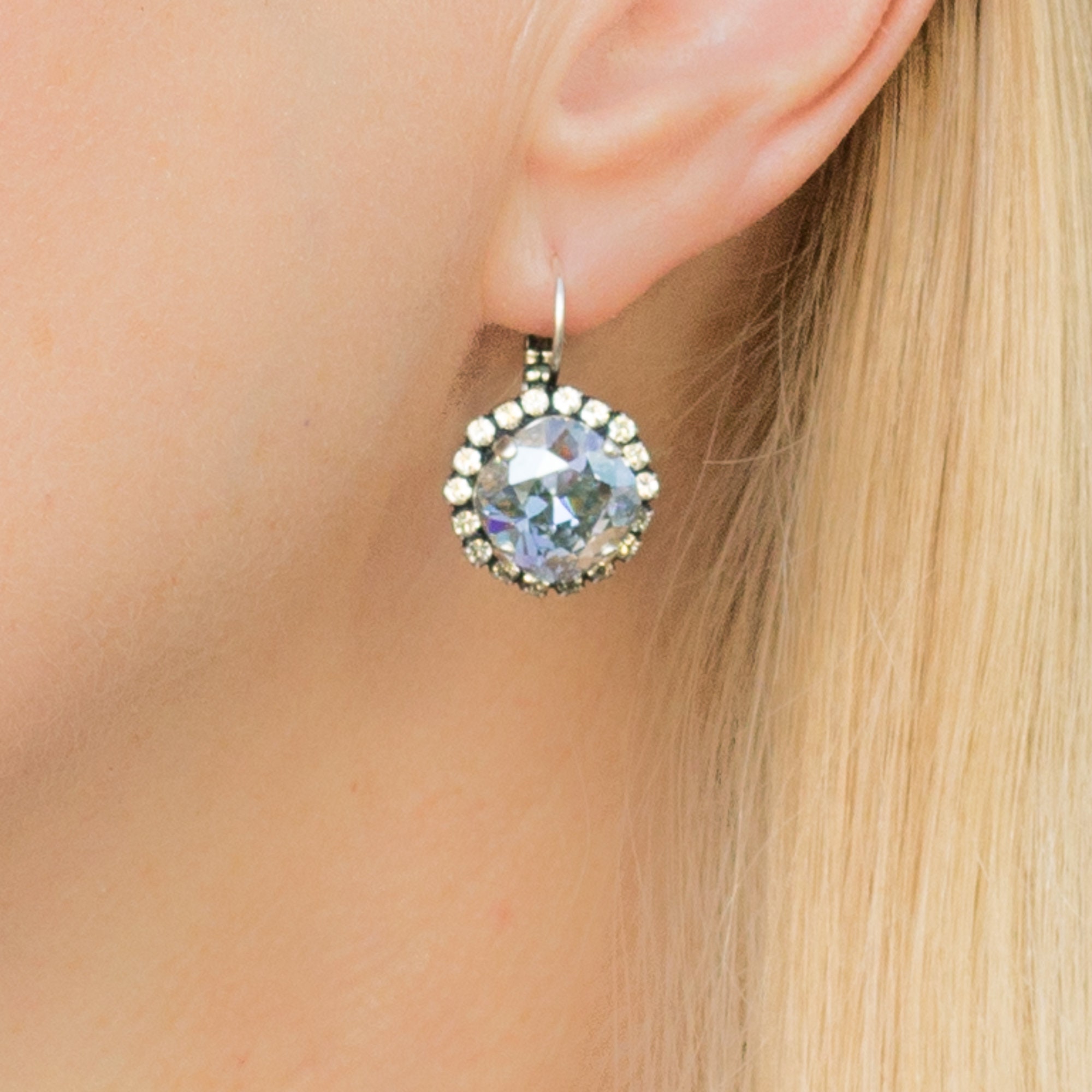 Ice Blue Austrian Crystal Earrings, Dangle Earrings, Blue-grey Crystal ...