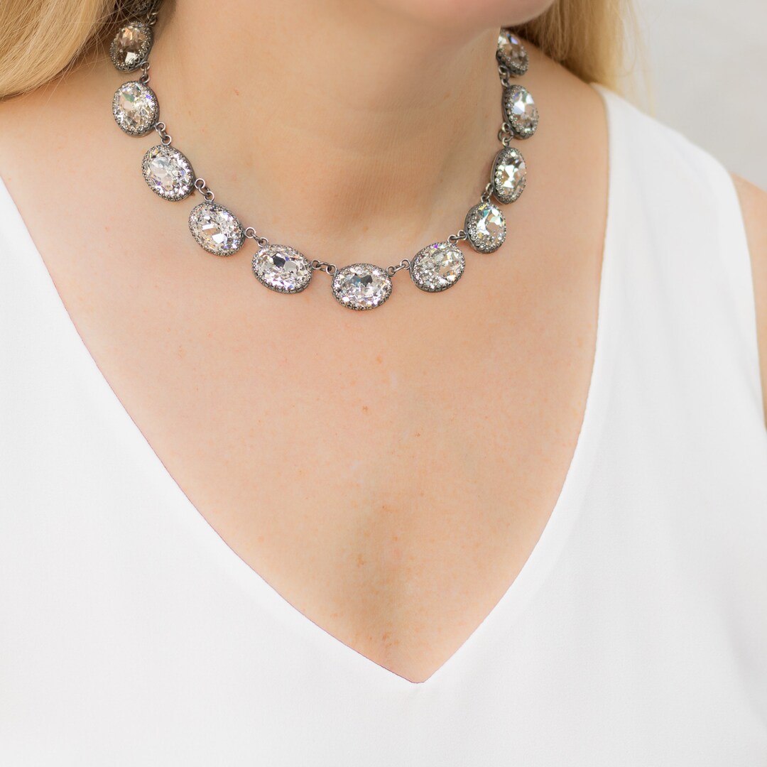 Anna Wintour Diamond Austrian Crystal Collet Necklace, Riviere ...