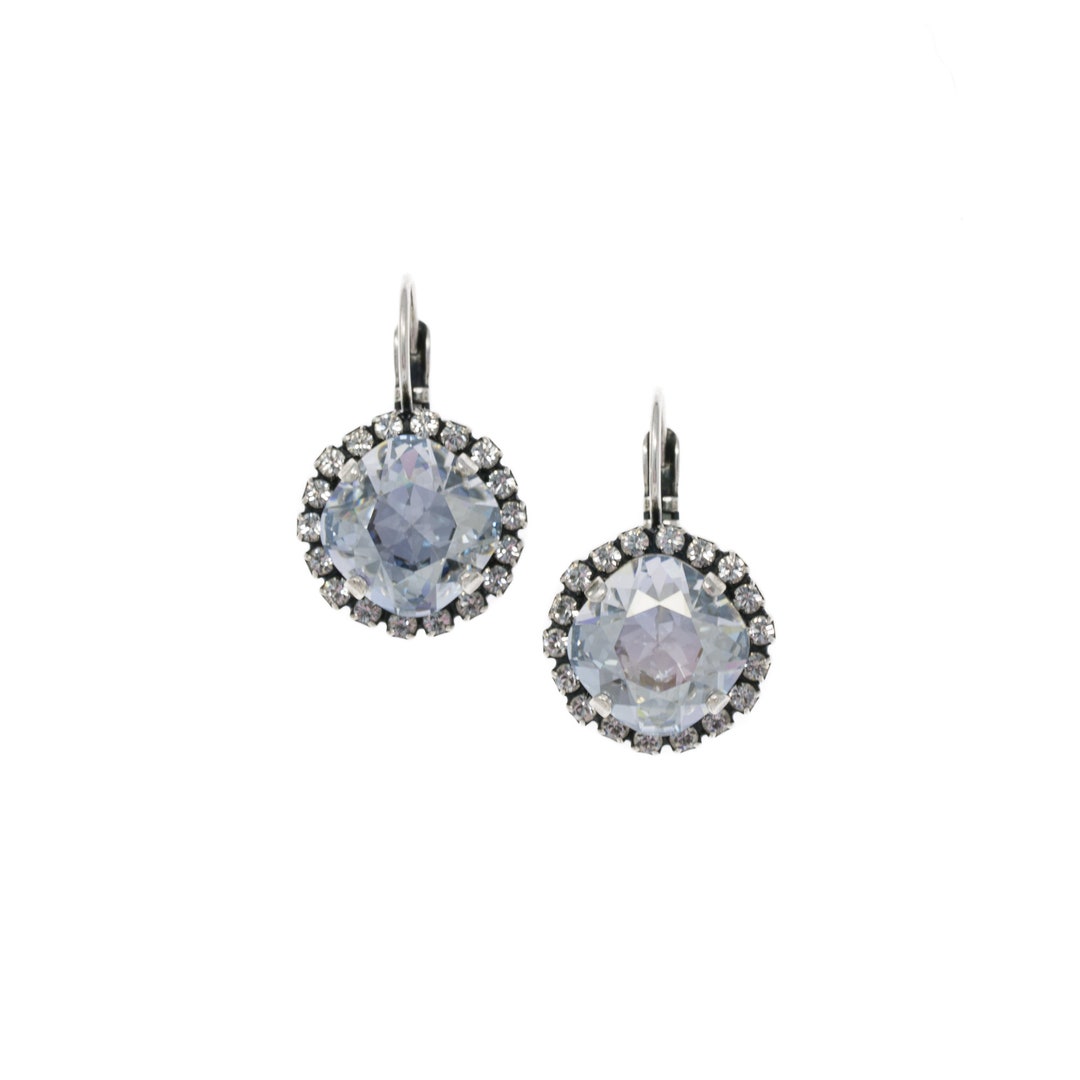 Ice Blue Austrian Crystal Earrings, Dangle Earrings, Blue-grey Crystal ...