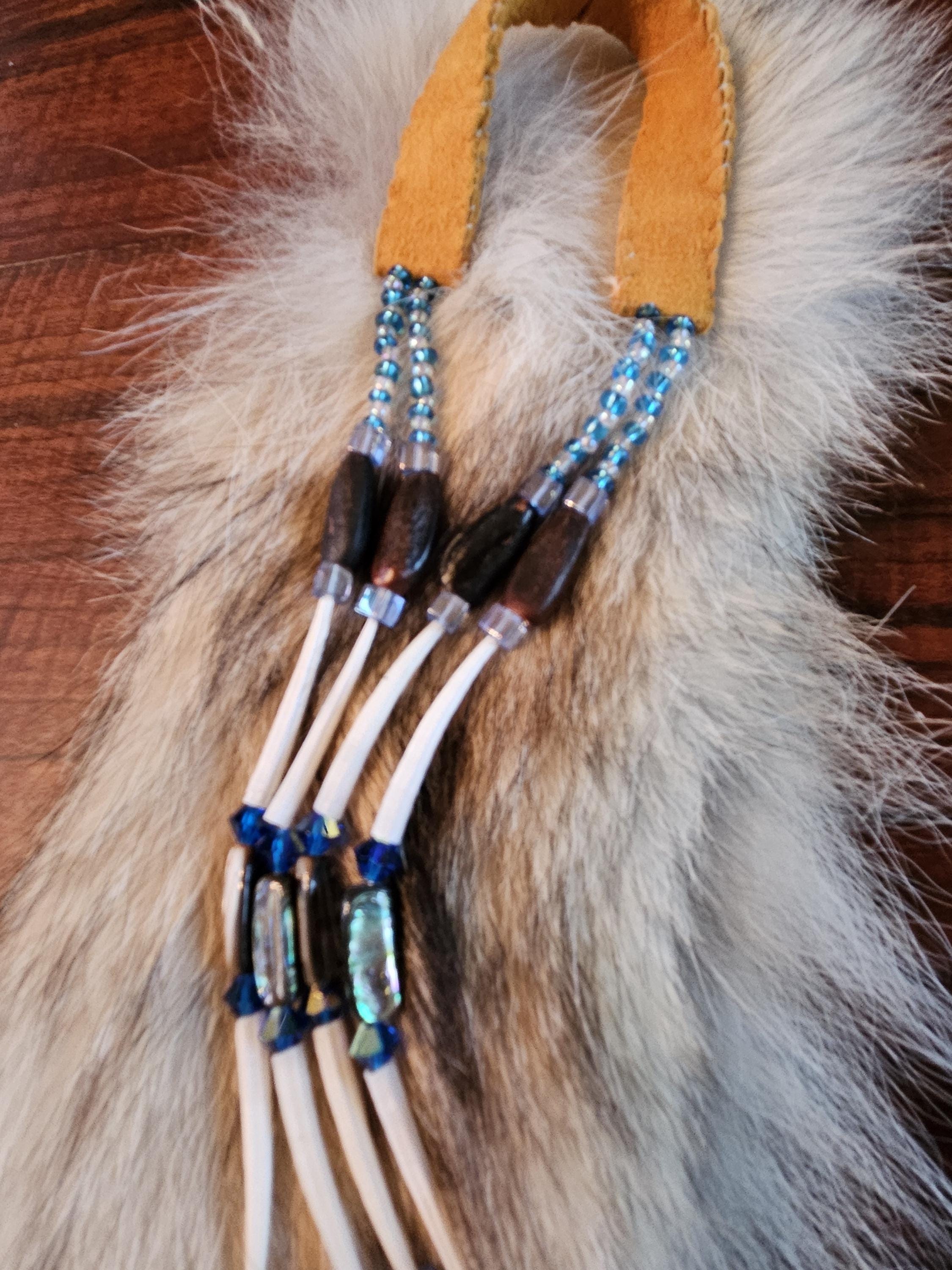 Handmade Two Strands Dentalium Pine Nuts Abalone Beaded Necklace and ...