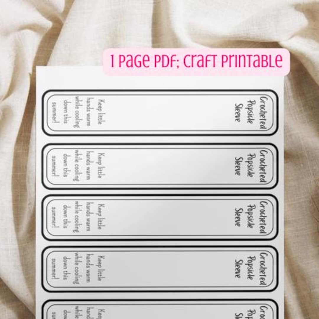 Crocheted Popsicle Sleeves Printable DIGITAL FILE, Handmade Labels ...