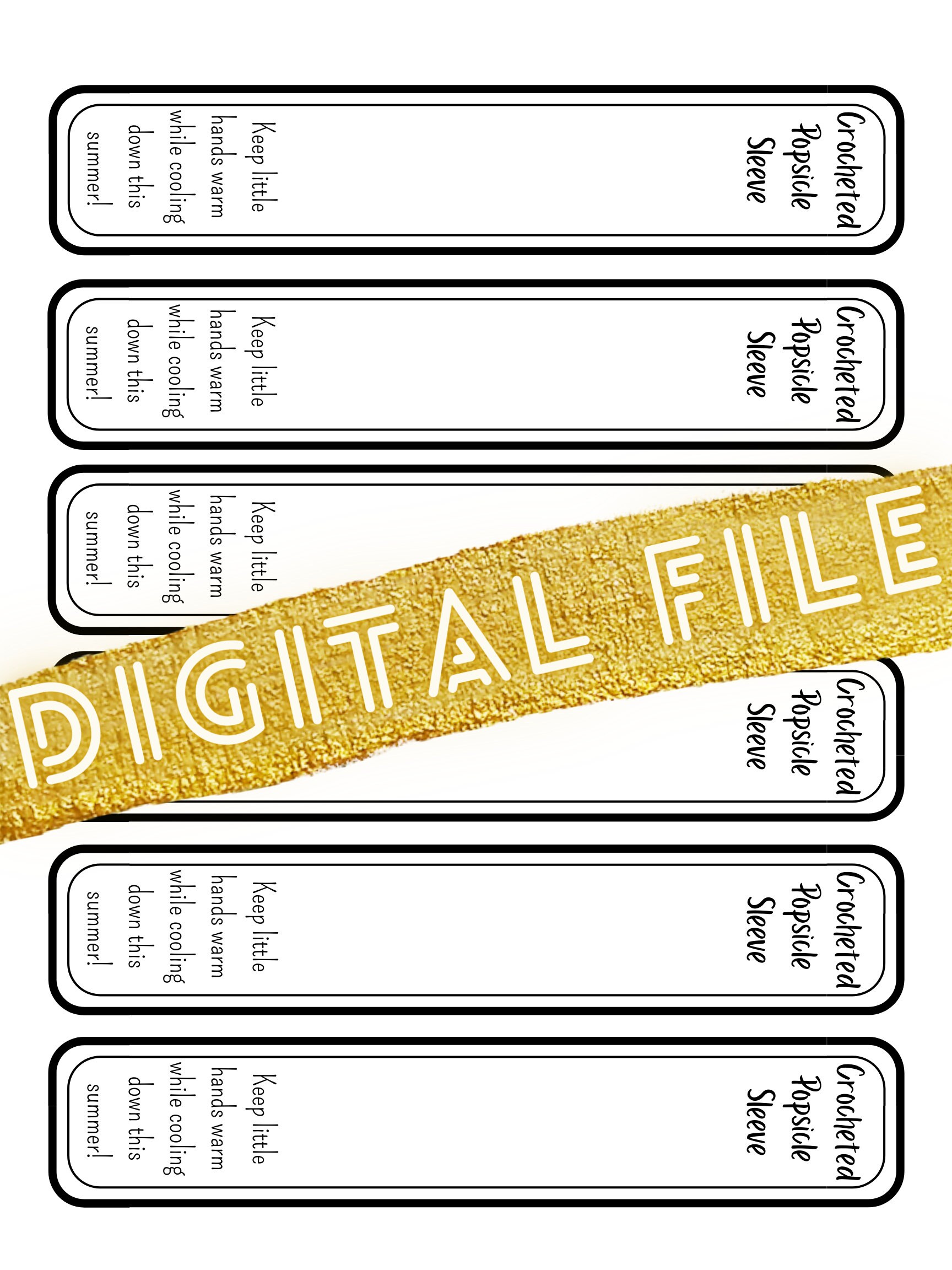 DIGITAL FILE: Crocheted Popsicle Sleeves Printable, Handmade Labels ...