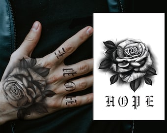 Rose Flower Finger Temporary Tattoo Sticker set of 6 - Etsy