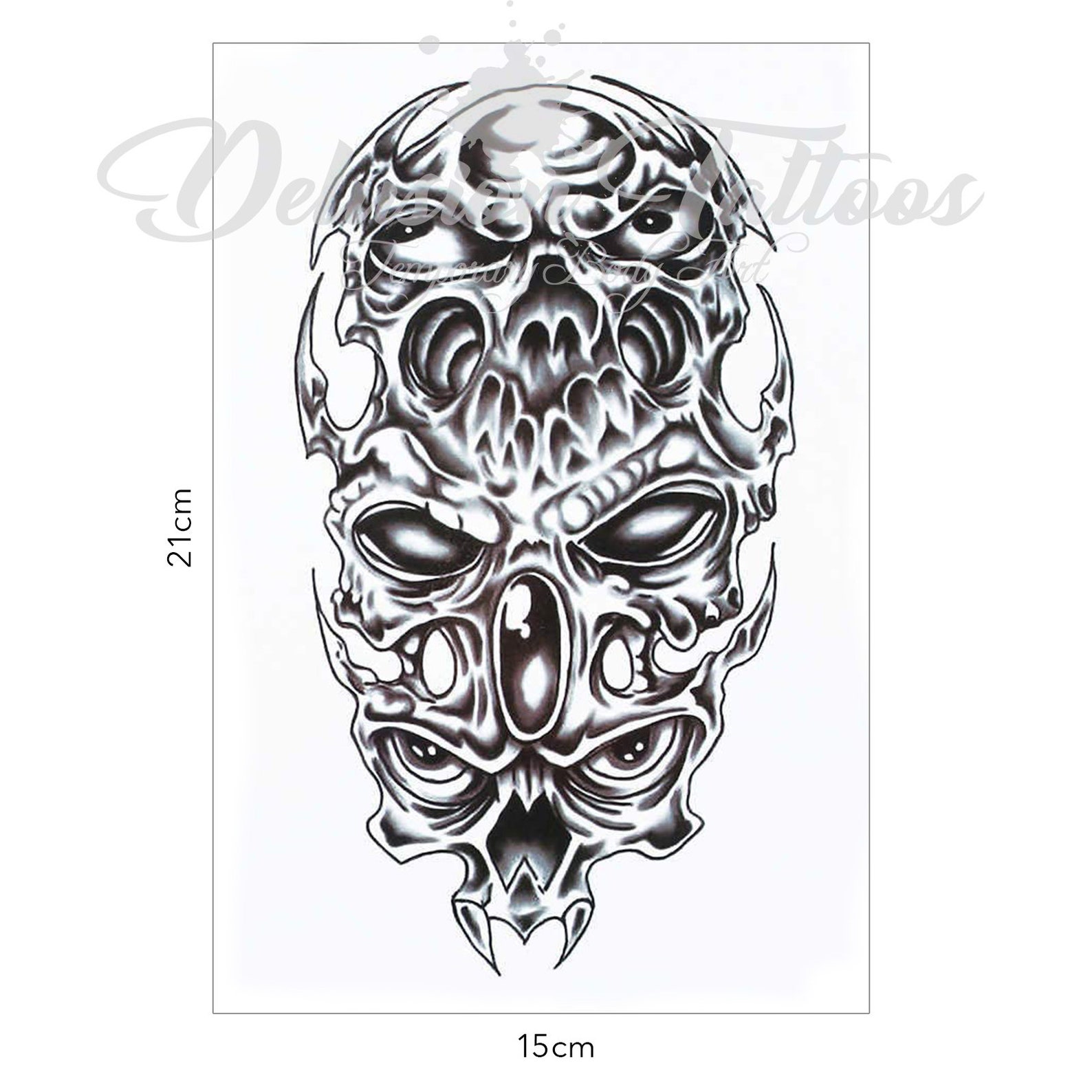 Alien Skull Temporary Tattoo Futuristic 3D Black Grey Half - Etsy