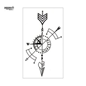 Small Black Compass Temporary Tattoo - Ear, Neck, Ankle, Finger, Fake ...