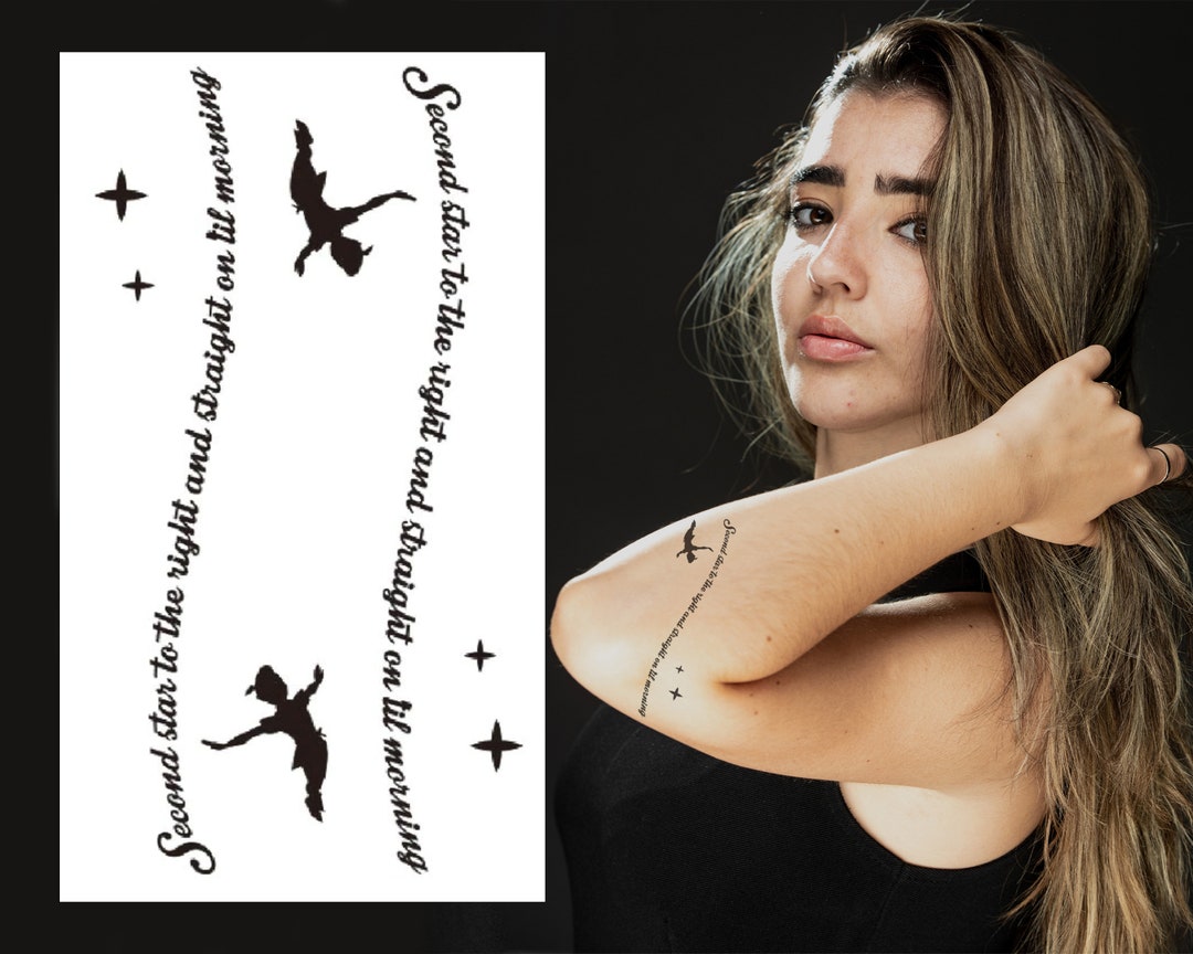 Tinkerbell Quote Temporary Tattoos 2 Pack Small Star Disney Black ...