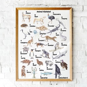 Watercolor Animal Printable Alphabet ABC Digital Poster Baby - Etsy