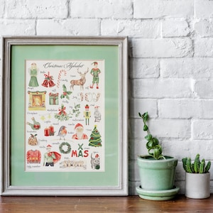 Christmas Alphabet Printable Watercolor Christmas Png Jpg Handpainted ...