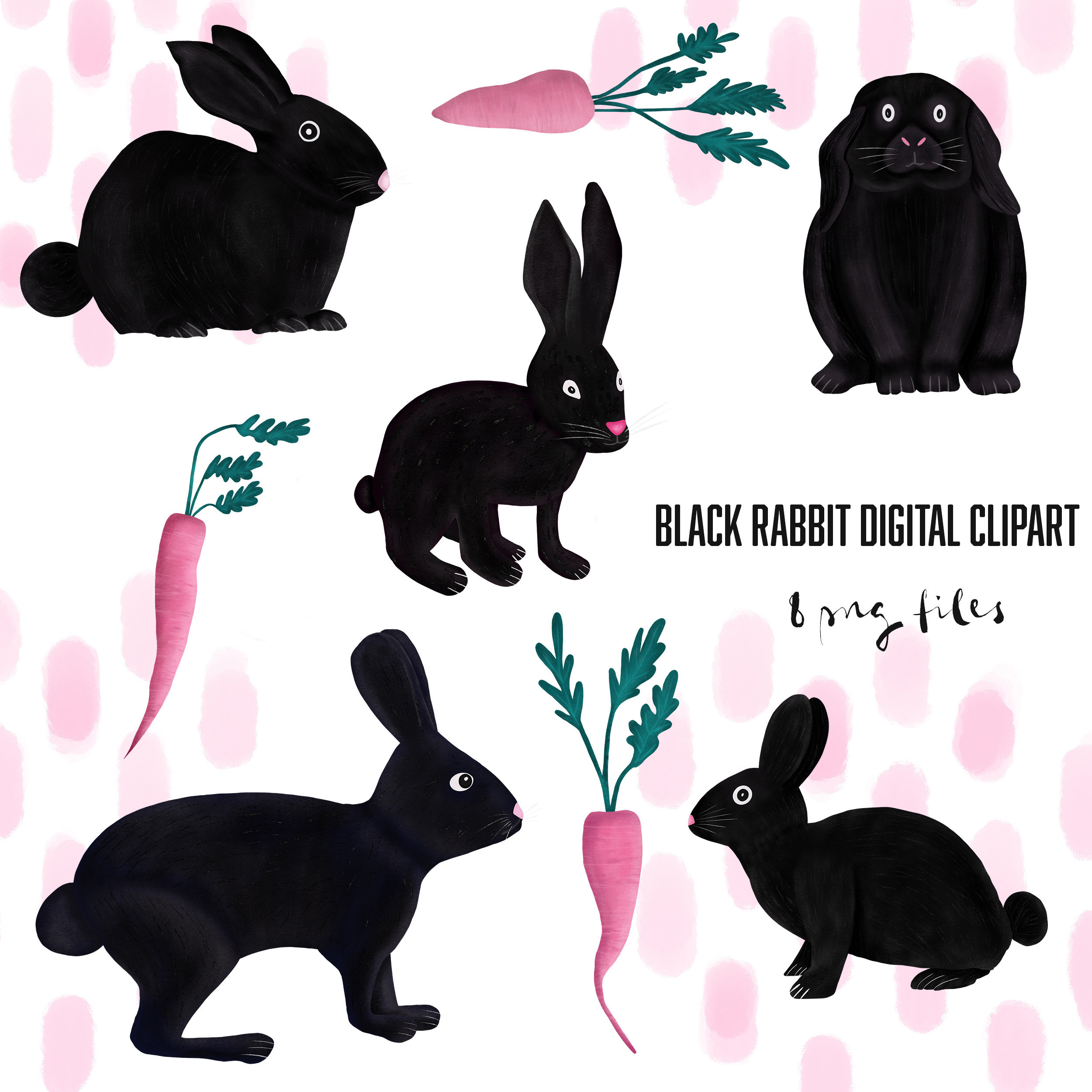 Black rabbit clipart Symbol of year 2023 Cute adorable rabbits - Etsy ...