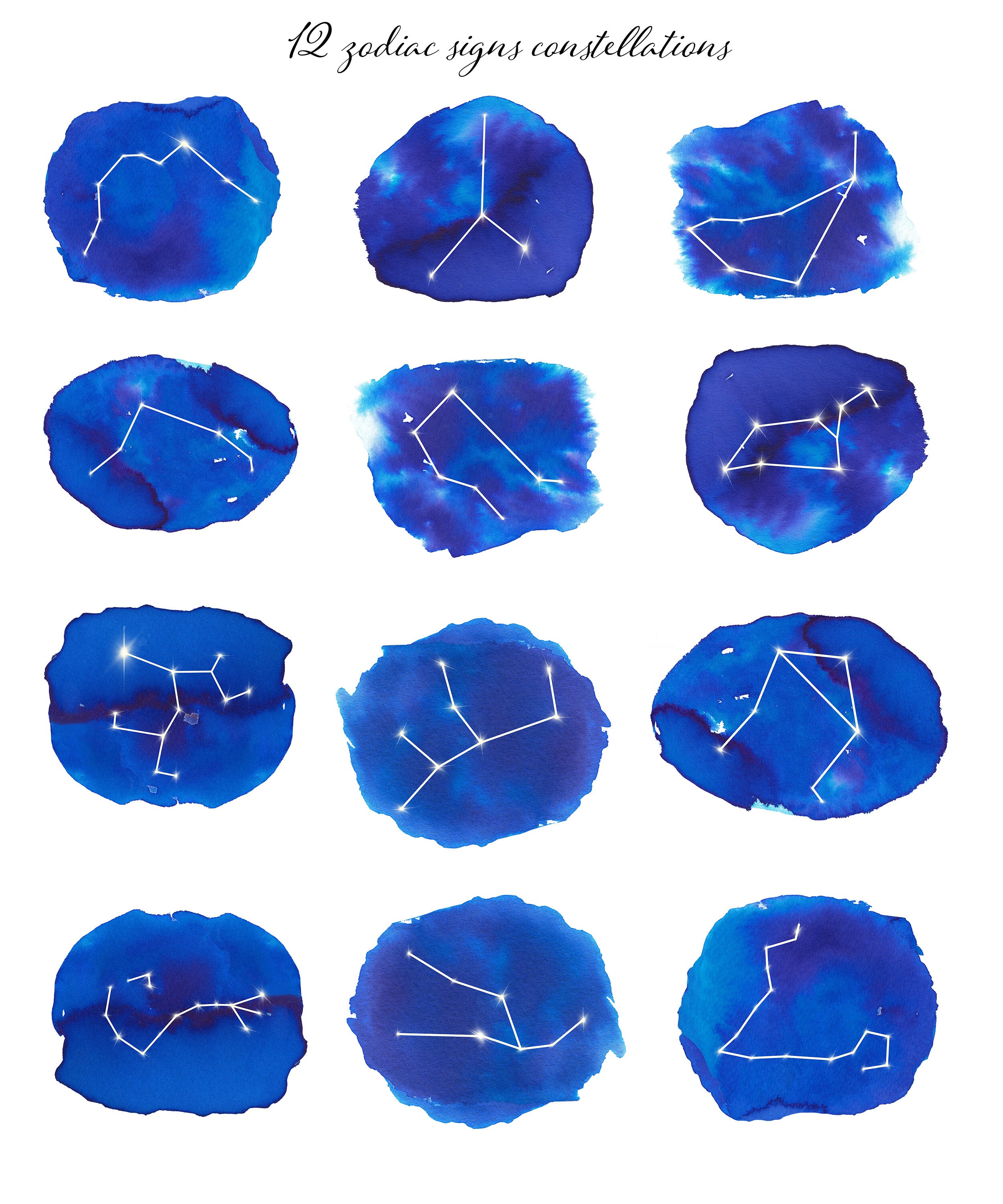 Zodiac Constellations Clipart Png, Watercolor Celestial Zodiac Signs ...