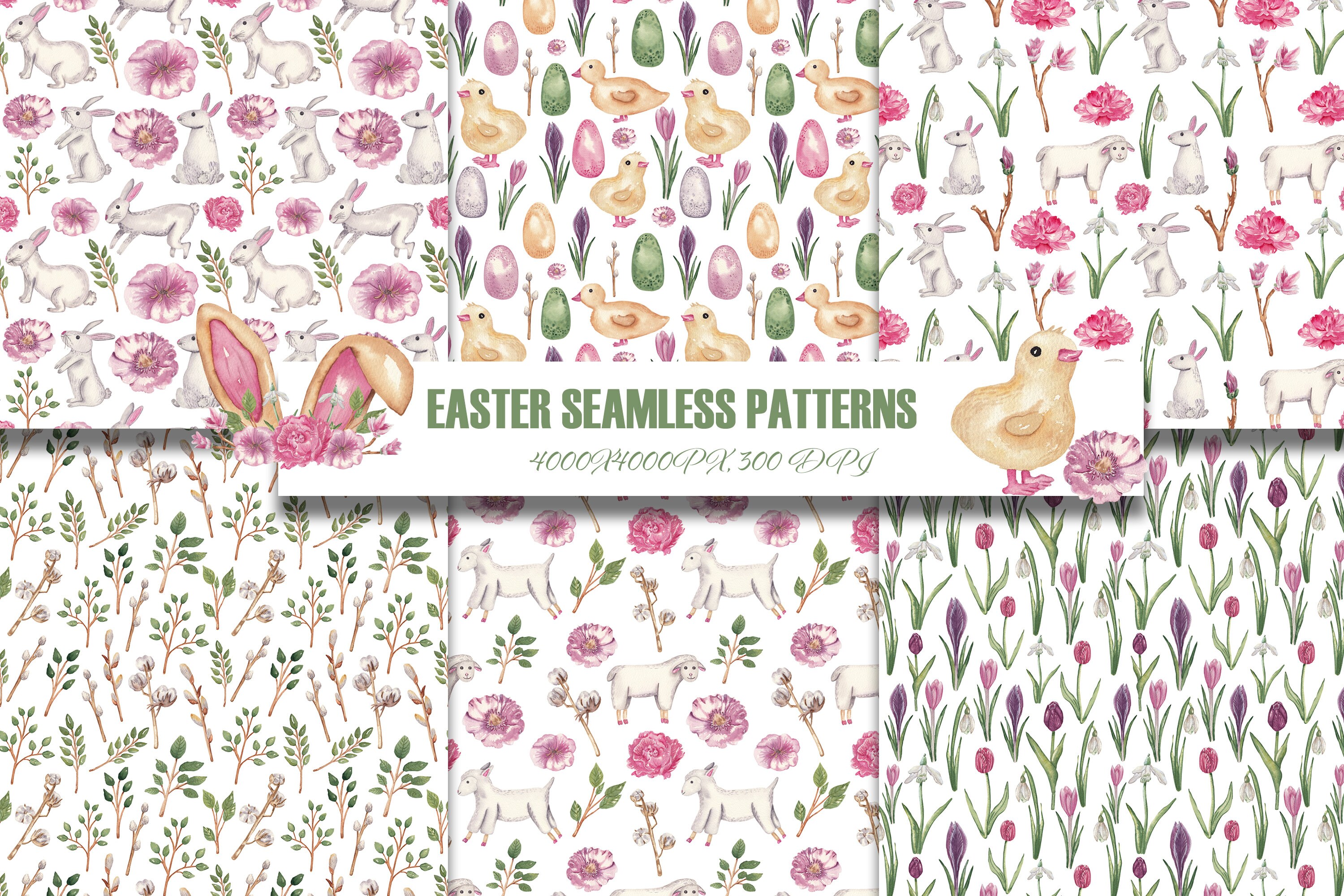 Easter Seamless Patterns Easter Bunny Digital Papers Spring - Etsy