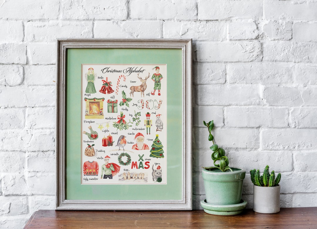 Christmas Alphabet Printable Watercolor Christmas Png Jpg Handpainted ...