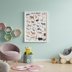 Watercolor Animals Alphabet Printable ABC Poster Classroom Poster ...